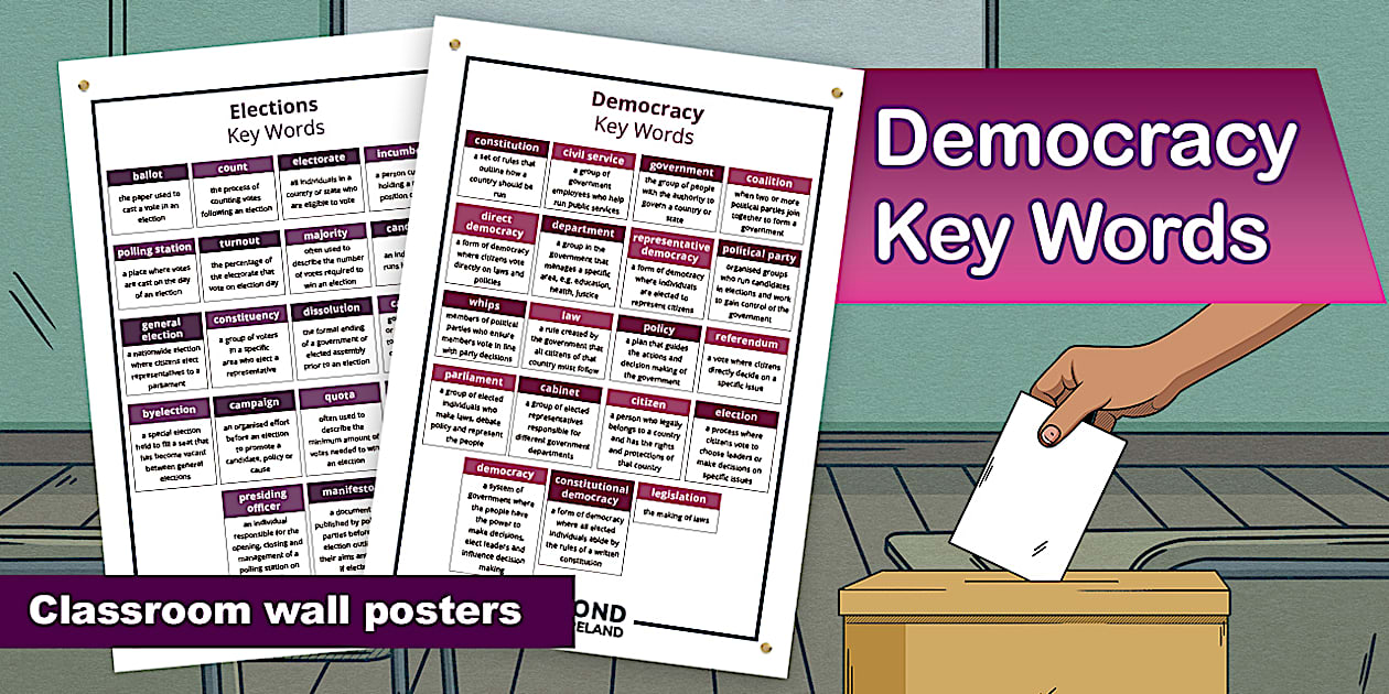 Democracy Key Words Display Posters (teacher made) - Twinkl