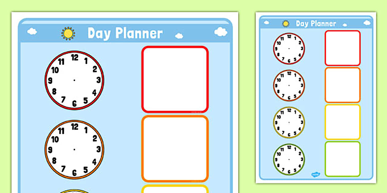 Editable Clock Day Planner (Hecho por educadores) - Twinkl