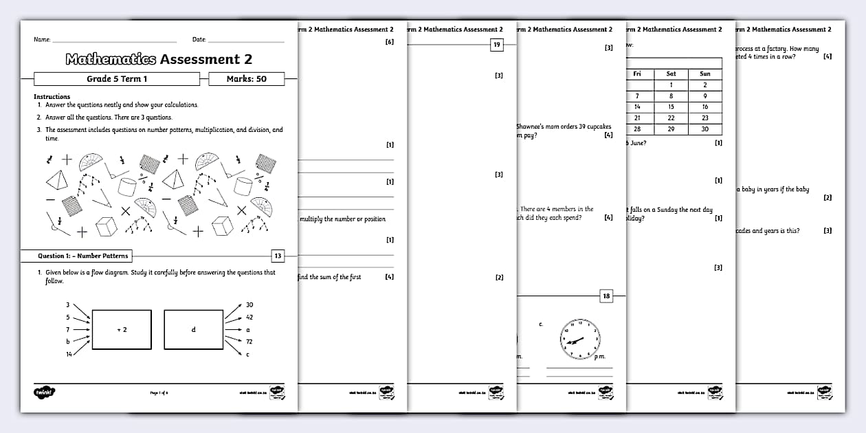 Grade 5 Maths Term 1 Test Assessment I Resource I Twinkl ZA