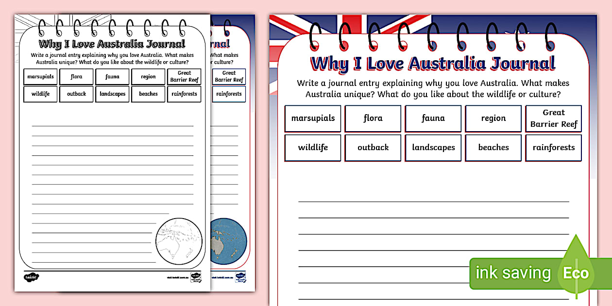 Why I Love Australia Journal Writing Frame (teacher made)