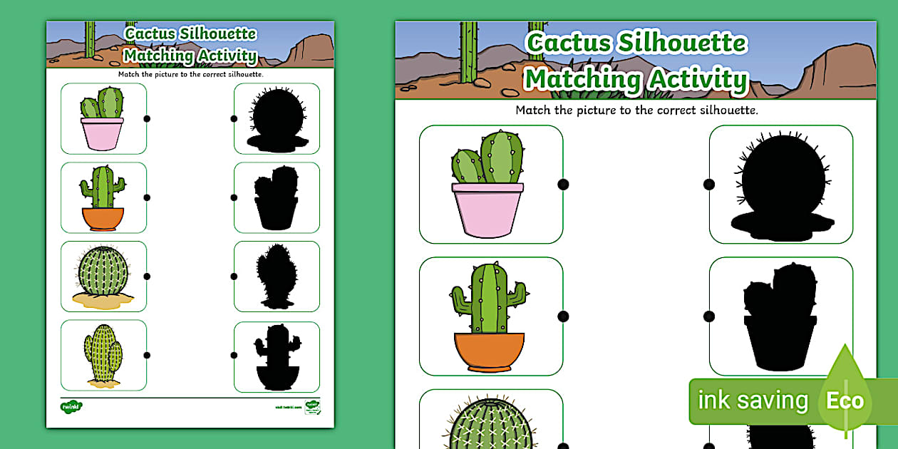 Cactus Silhouette Matching Activity (Teacher-Made) - Twinkl