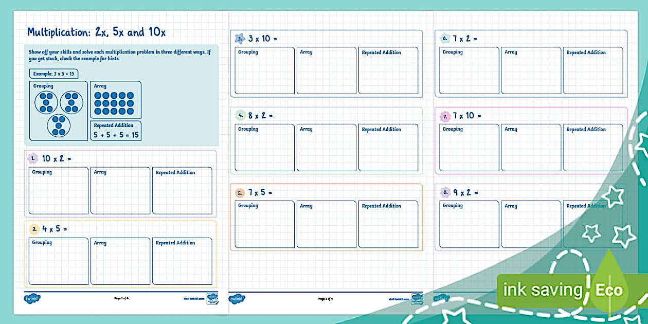 Multiplication: 2x, 5x and 10x (Ages 5 - 6) (teacher made)
