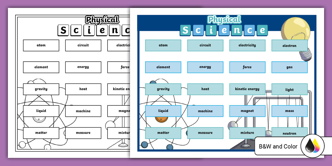 Tier 3 Physical Science Vocabulary Mat for 3rd-5th Grade