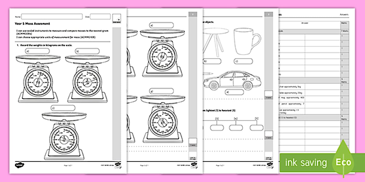Year 5 Mass Assessment Sheet - Twinkl