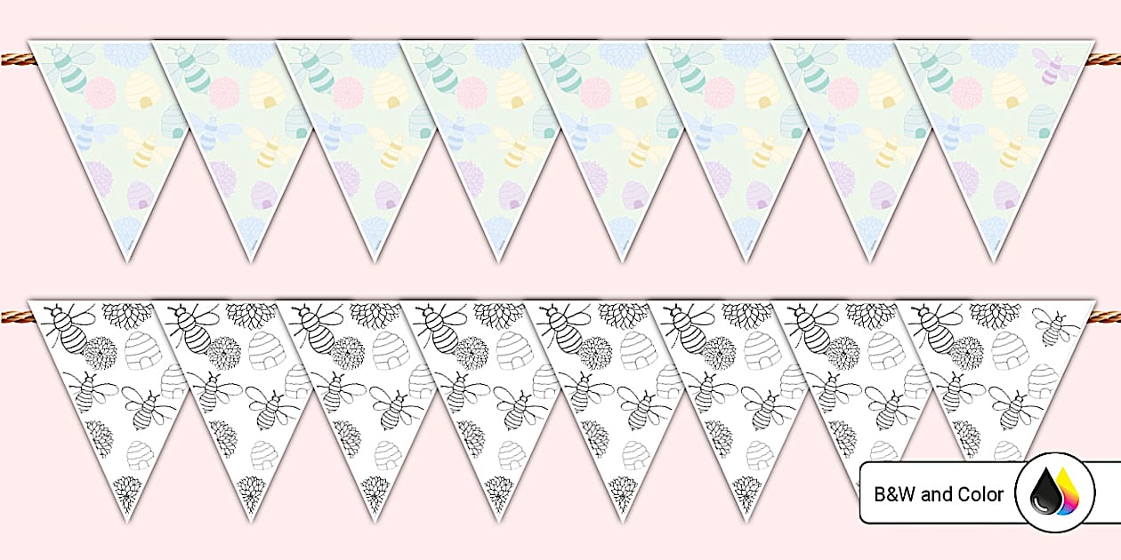 Pastel Bee Theme Bunting (teacher made) - Twinkl