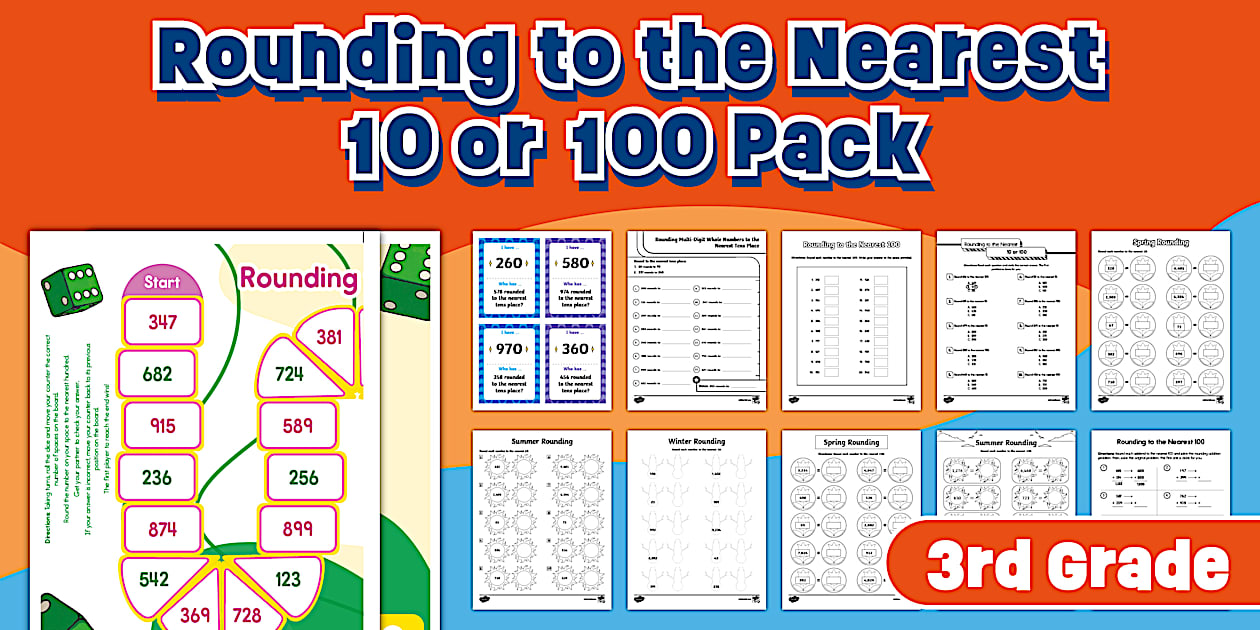 Third Grade Rounding to the Nearest 10 or 100 Activity Pack