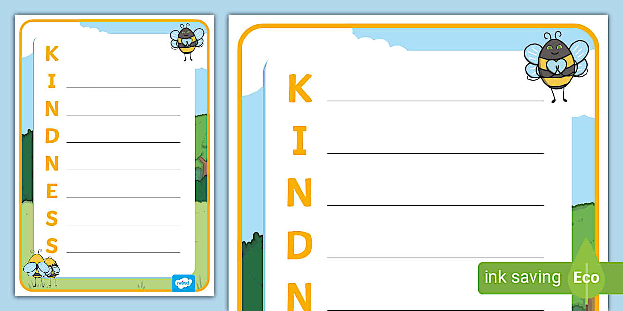 Kindness Acrostic Poem Template (teacher made) - Twinkl