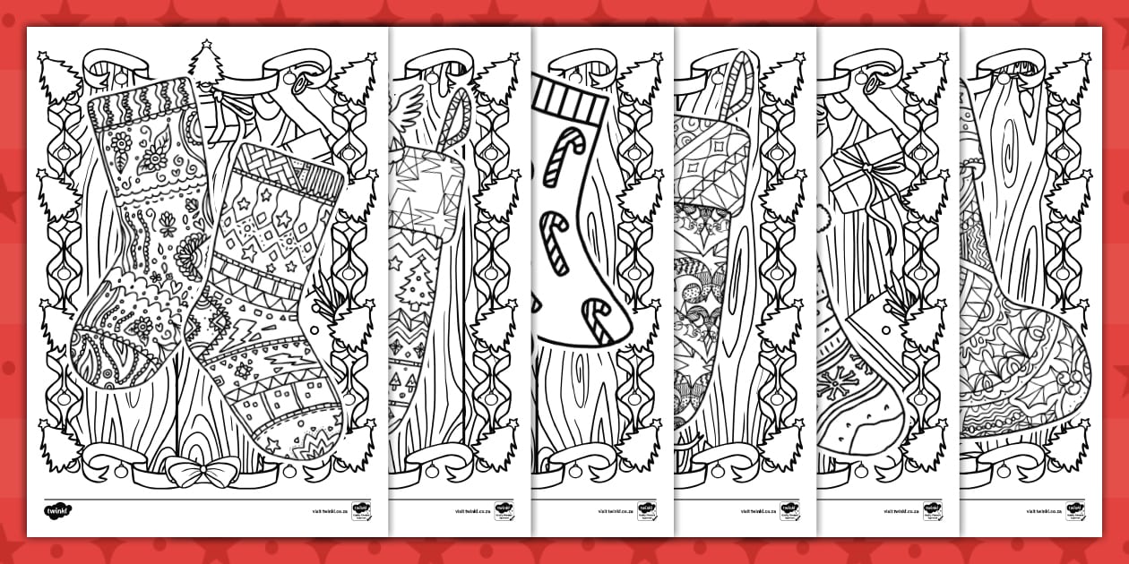 Christmas Socks Colouring Sheets -Twinkl Colouring - Twinkl