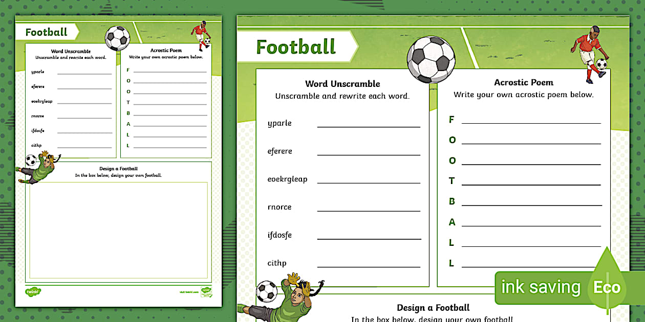 Football Boredom Buster Worksheet (Teacher-Made) - Twinkl