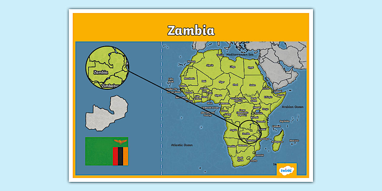 Zambia on the Map of Africa Display Poster (teacher made)