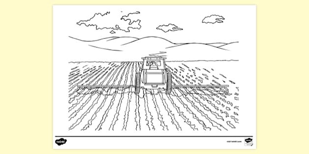 Ploughed Field Colouring Sheet | Colouring Sheets - Twinkl