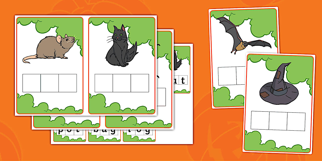 Halloween CVC Phoneme Frame Activity - Phase 2 Phonics