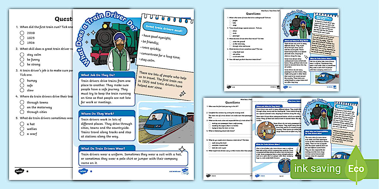 KS1 What Does a Train Driver Do? Differentiated Reading