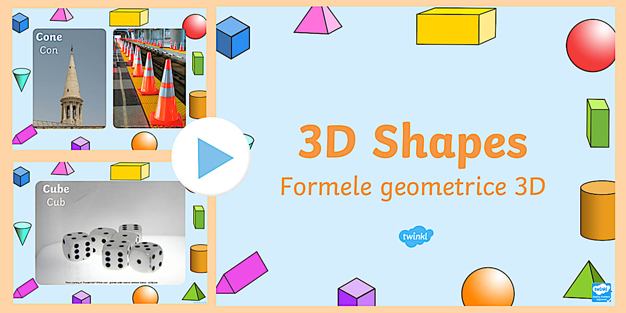 3D Shape Photo PowerPoint English/Romanian (Teacher-Made)