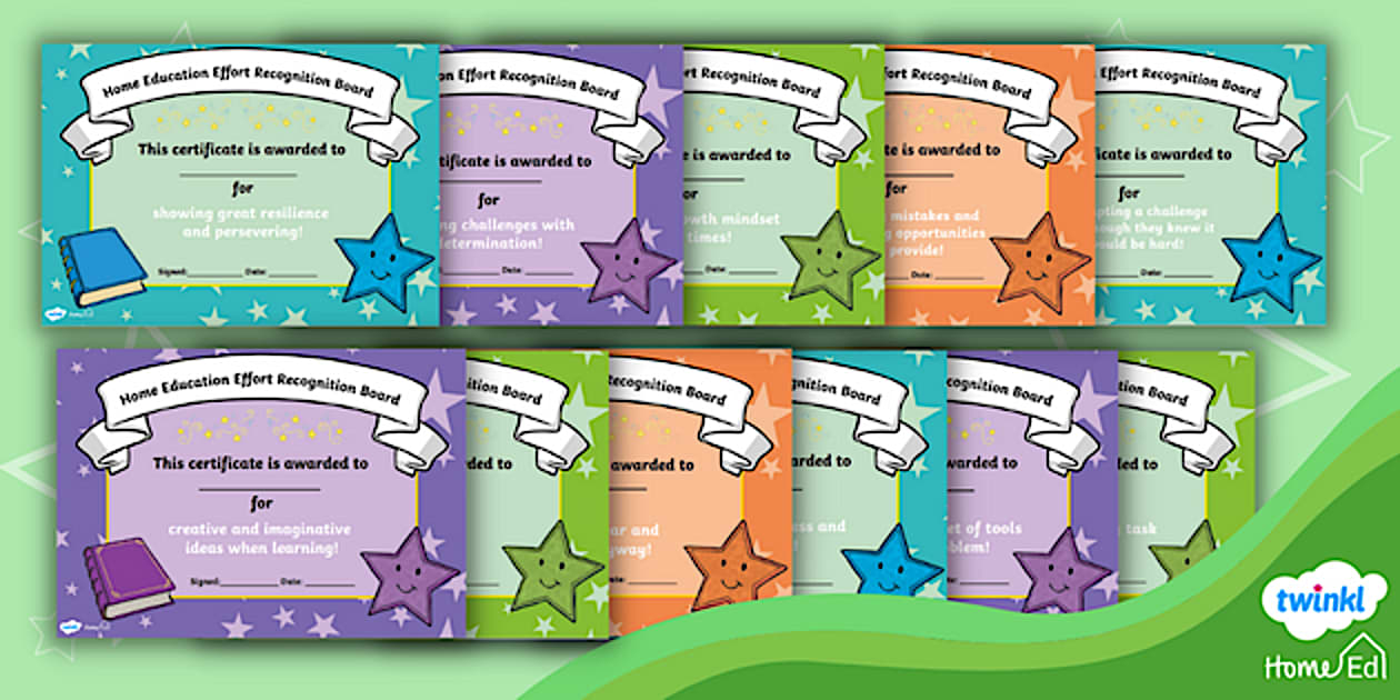 Home Education Certificates (teacher made) - Twinkl