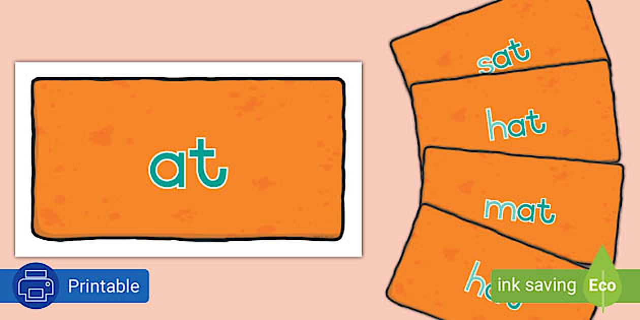 Grade 1 Phonics: -at Word Wall Cards