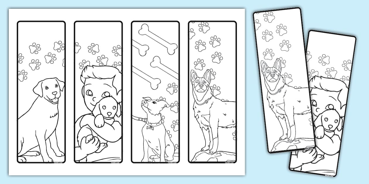 Dog Colouring Bookmarks (teacher made) - Twinkl