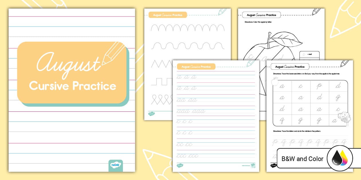 Second Grade August Cursive Practice Bundle (Teacher-Made)