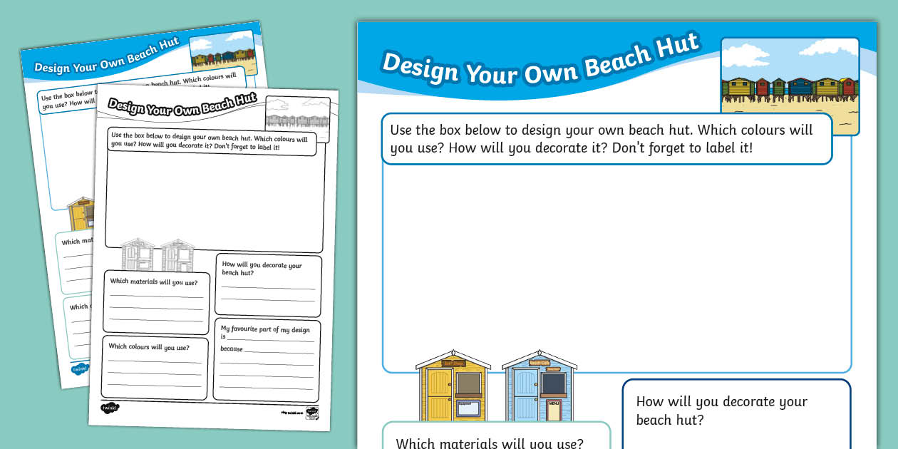 Design Your Own Beach Hut Worksheet Template (Teacher-Made)
