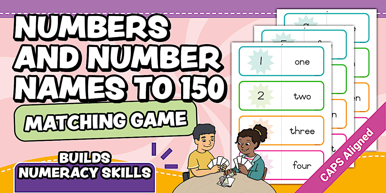 Grade 2 Maths Term 2 Number Names to 150 Matching Game (CAPS)