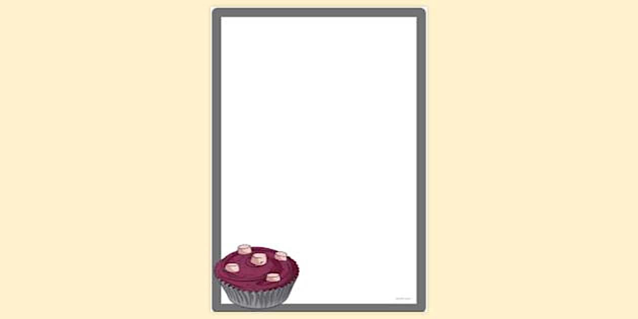 Simple Blank Cupcake with Marshmallows Page Border | Page Borders | Twinkl