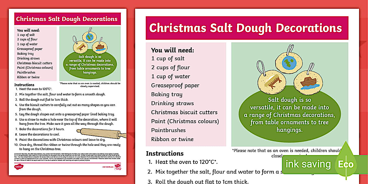 Twinkl Salt Dough Recipe- Christmas Decoration Ideas