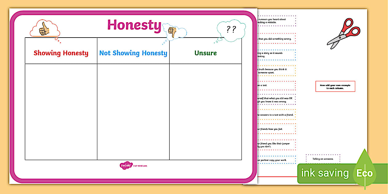 Honesty Sorting Activity (Teacher-Made) - Twinkl