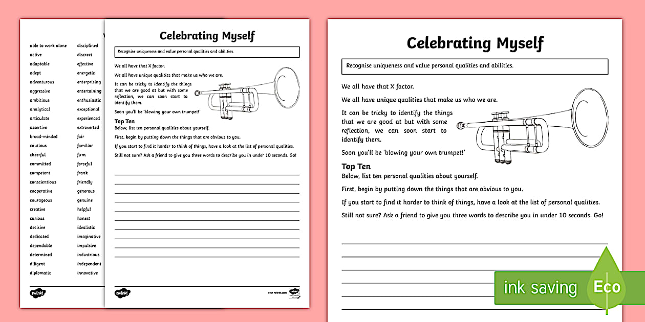 Celebrating Myself Worksheet / Worksheet (teacher made)