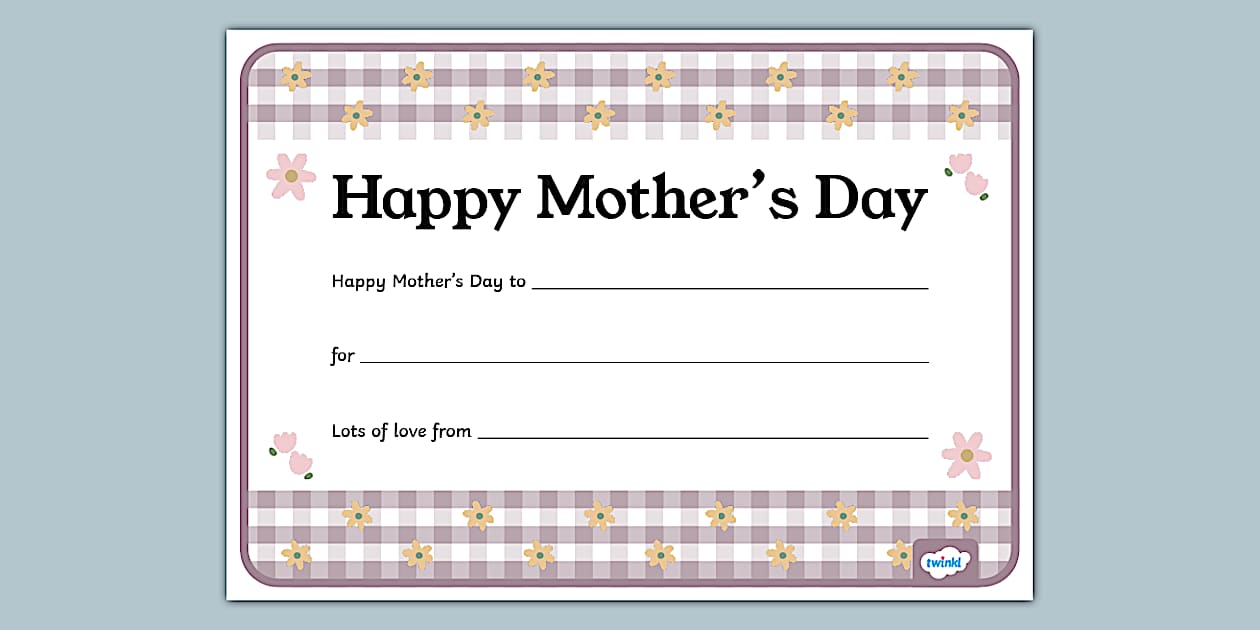 Checkered Charm Themed Mother's Day Certificate