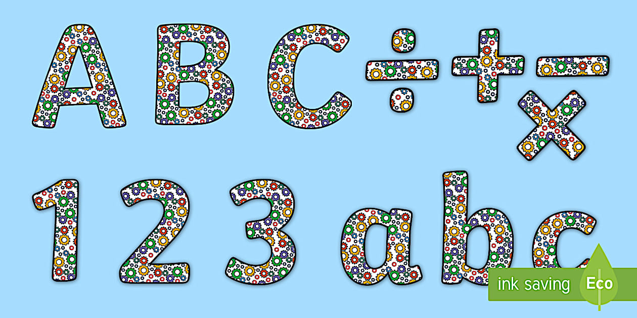 Colourful Cog-Themed Display Lettering (teacher made)