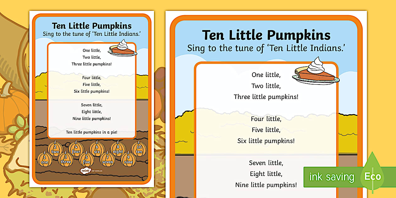 Ten Little Pumpkins Song Lyrics (Teacher-Made) - Twinkl