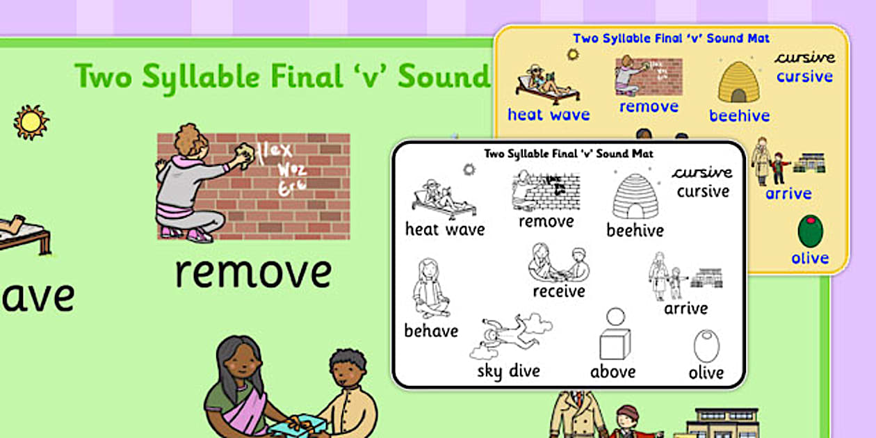 Two Syllable Final 'V' Sound Word Mat (teacher made)