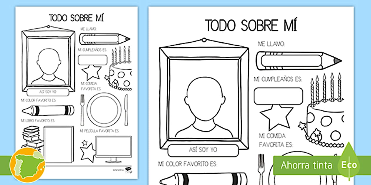 Actividad Todo Sobre Mi Para Imprimir - Recursos Para Niños