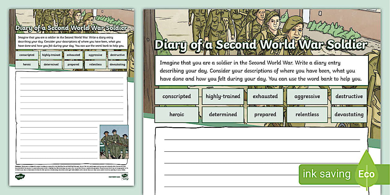 Diary of a Second World War Soldier Writing Frame - Twinkl