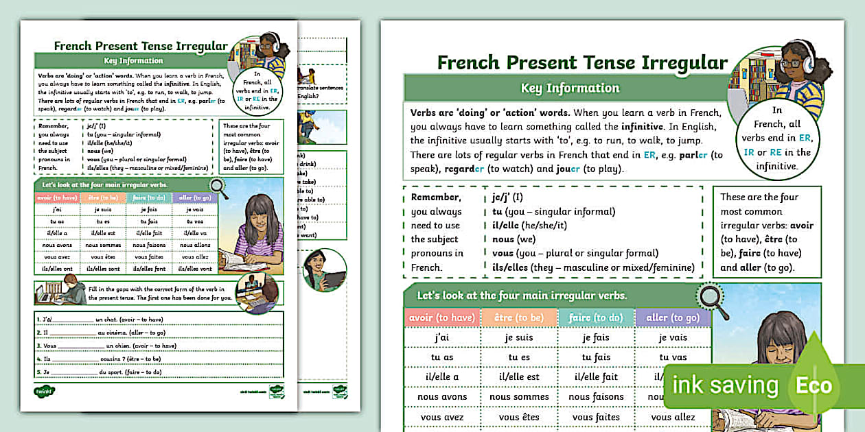 👉 French Irregular Verbs in Present Tense Worksheet