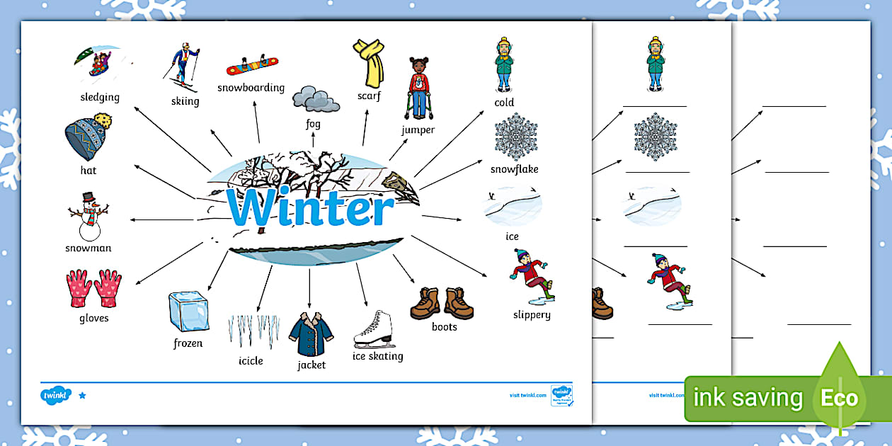The Seasons of the Year Word Maps - Winter Word Map - Twinkl