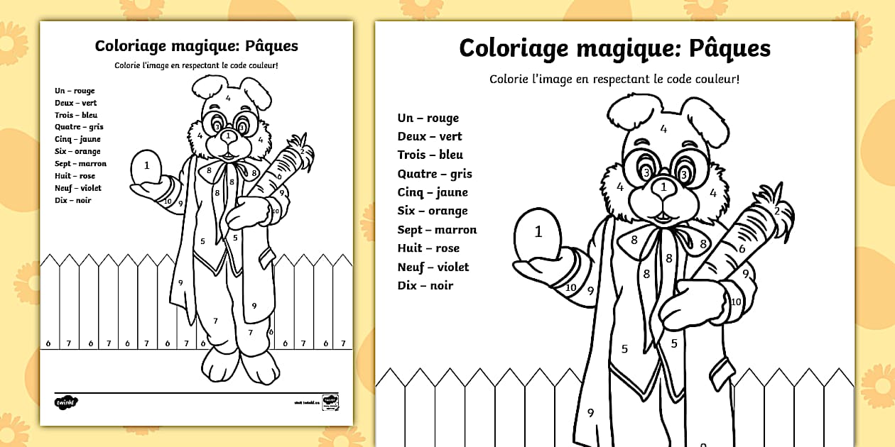 Coloriage magique : Pâques (teacher made) - Twinkl