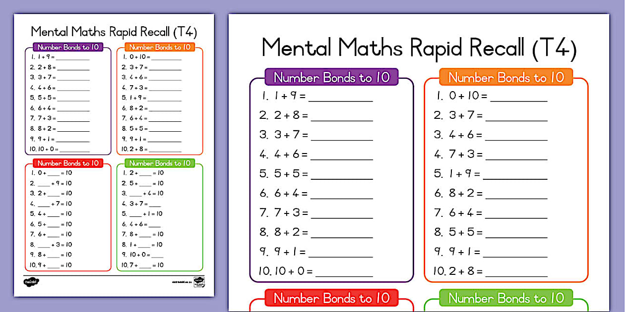 Grade 1 Maths: Mental Maths: Rapid Recall: Term 4 - Twinkl