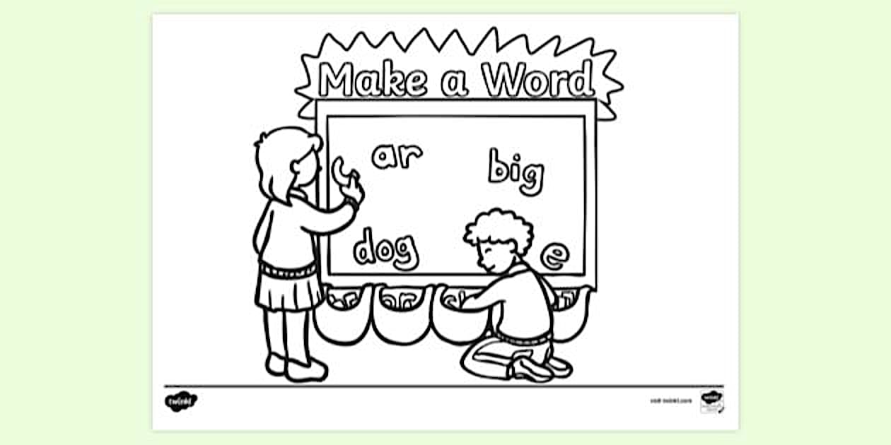 Children Making Words Colouring Sheet | Colouring Sheets