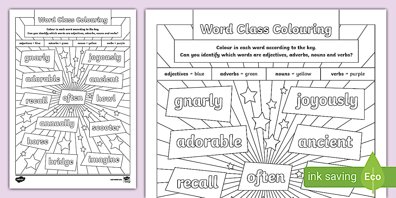Word Classes Colouring Page (teacher made) - Twinkl