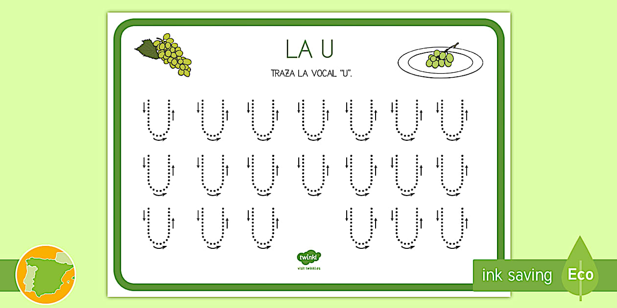 Ficha de lecto: Las vocales - U (teacher made) - Twinkl