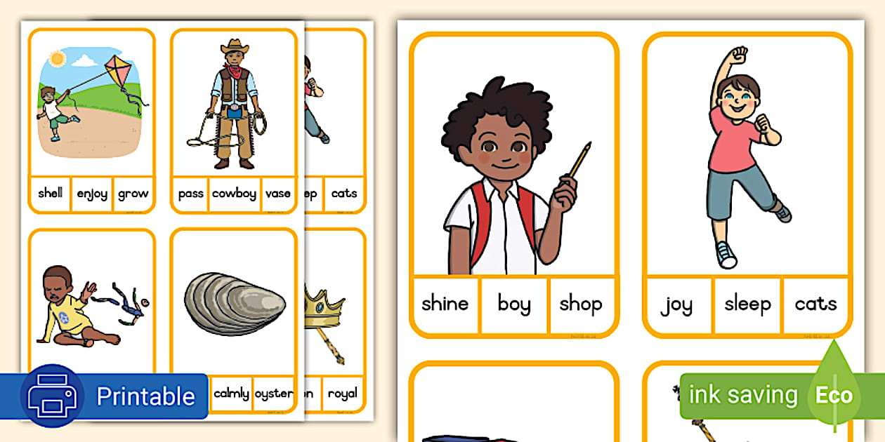 Grade 2 Phonics: -oy Sound Peg Cards (teacher made) - Twinkl