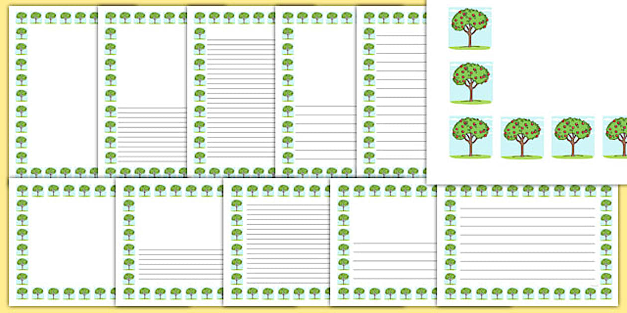 Black and White Spring Tree Page Borders (teacher made)