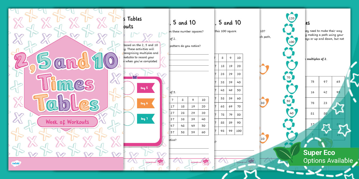 2, 5 and 10 Times Tables Week of Workouts (professor feito)