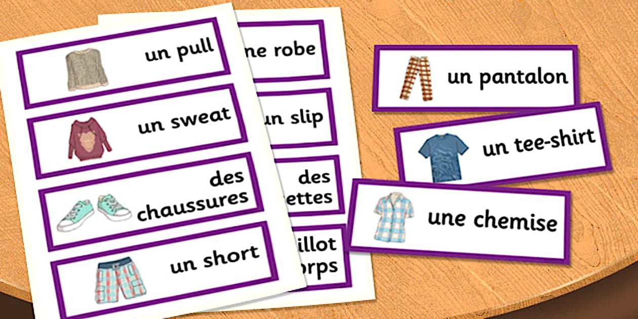Cursive French Clothes 1 - Word Cards (teacher made)