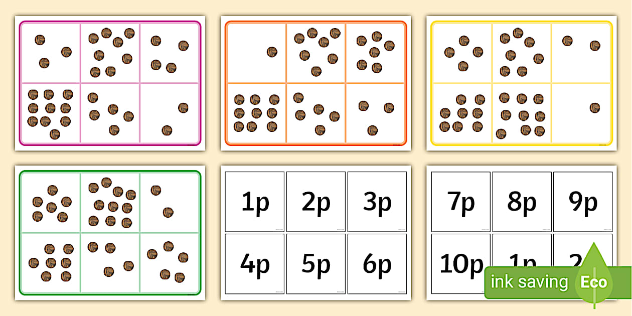 Lower Ability Money Bingo To 10p Using 1p Coins - Twinkl