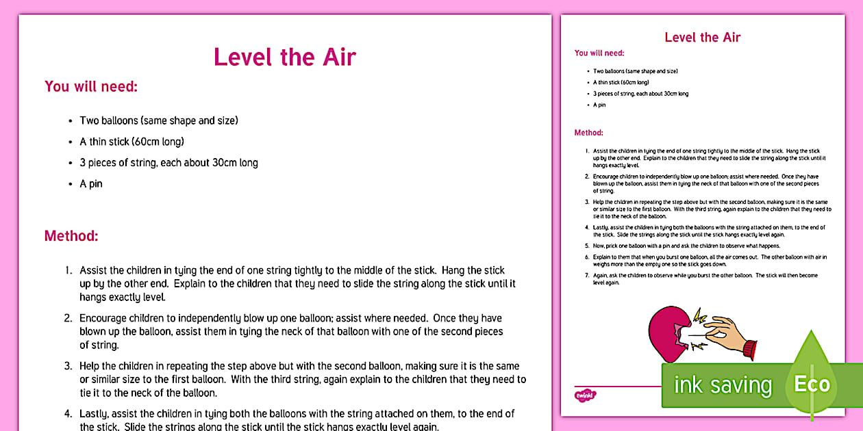 Level the Air Activity (teacher made) - Twinkl