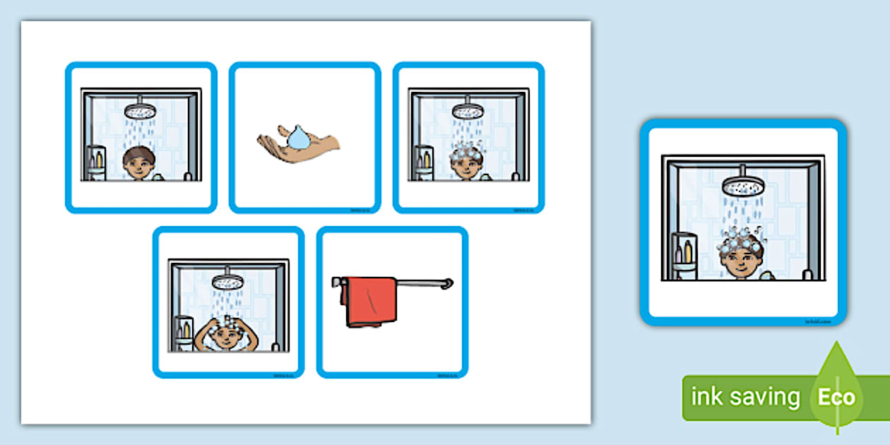 5 Step Sequencing Cards Washing Hair (teacher made) - Twinkl