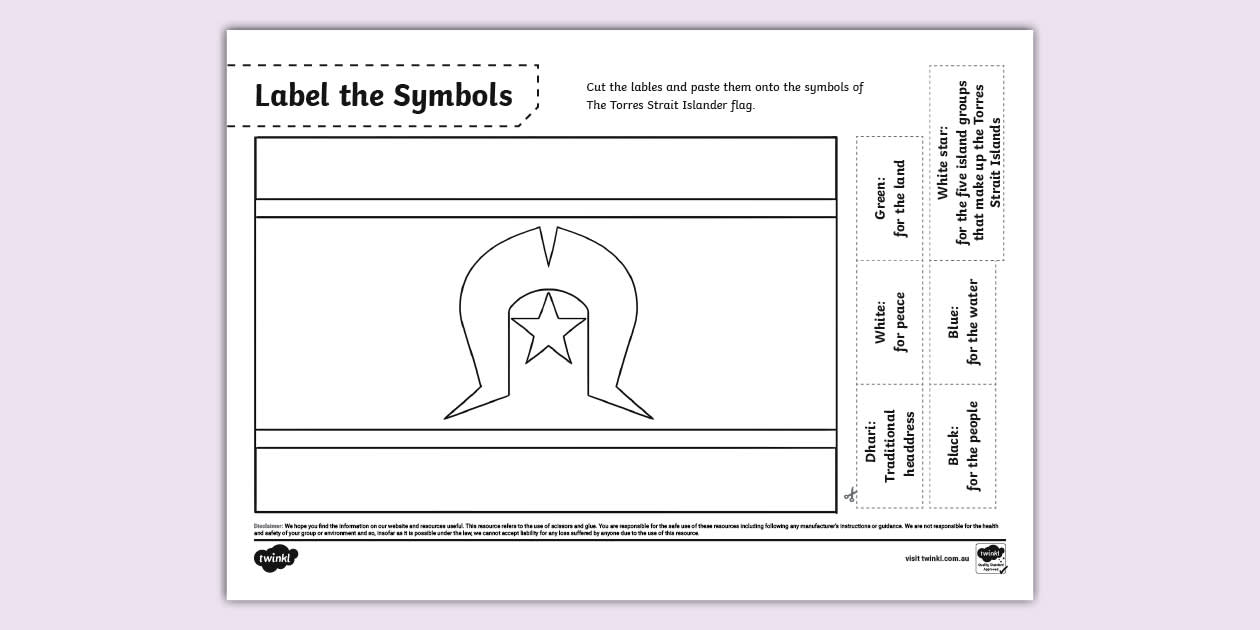 Torres Strait Islander Flag Label the Symbols - Twinkl