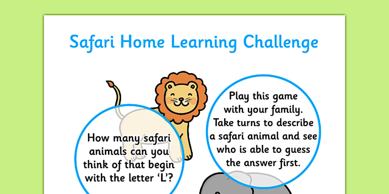 Safari EYFS Home Learning Challenges Nursery FS1 - Twinkl